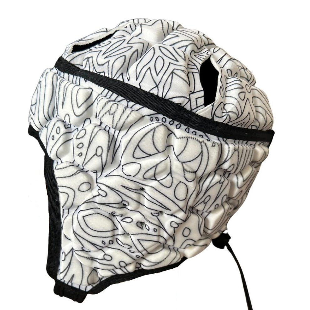 White and Black Tribal Rugby Scrum Cap with Black Border – Collide Sport